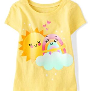 The Children's Place Baby Toddler Girls Short Sleeve Graphic T-Shirt, Rainbow, 5T