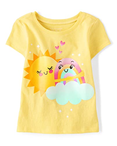 The Children's Place Baby Toddler Girls Short Sleeve Graphic T-Shirt, Rainbow, 5T