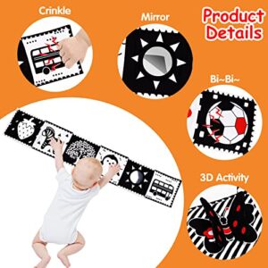 Black and White High Contrast Baby Toys 0-6 6-12 Months Soft Baby Book for Newborn Brain Development Tummy Time Toys Infant Sensory Crinkle Toys 0-3 3-6 Month Montessori Learning Activities for Babies