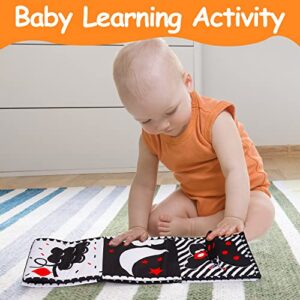 Black and White High Contrast Baby Toys 0-6 6-12 Months Soft Baby Book for Newborn Brain Development Tummy Time Toys Infant Sensory Crinkle Toys 0-3 3-6 Month Montessori Learning Activities for Babies