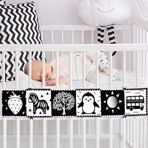 Black and White High Contrast Baby Toys 0-6 6-12 Months Soft Baby Book for Newborn Brain Development Tummy Time Toys Infant Sensory Crinkle Toys 0-3 3-6 Month Montessori Learning Activities for Babies