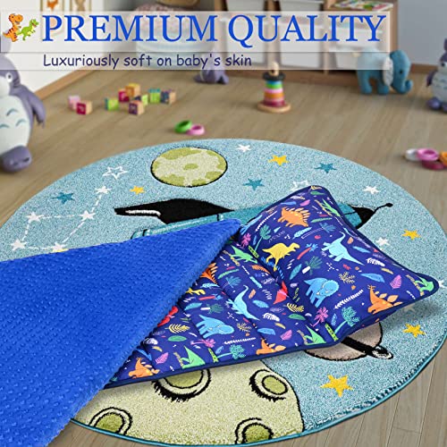 Cloele Dinosaur Toddler Nap Mat with Reusable Pillow and Minky Blanket - Kids Sleeping Bag for Boys 50"x20" Blue Kids Preschool Nap Sack - Soft Perfect for Kindergarten Sleeping Mat Travel Sleepovers