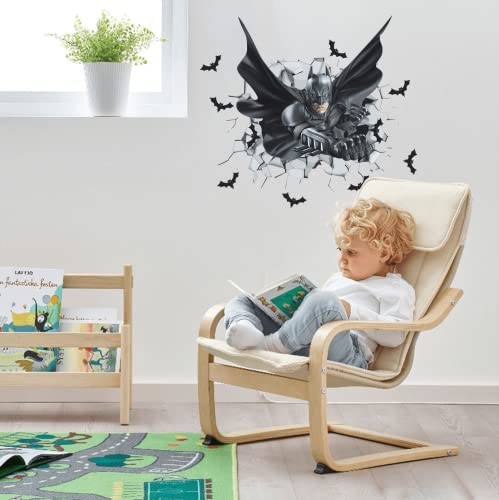 Boys Wall Decals Vinyl Superhero Wall Stickers Peel and Stick Hero Bat Man Wall Decor for Kids Bedroom Living Room Baby Boy Nursery