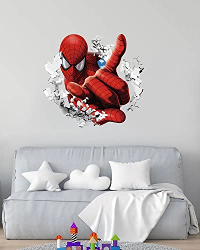 Kids Superhero Wall Decals Spiderman Wall Poster Decal Stickers Wall Decal Peel and Stick for Boys Bedroom Playroom Wall Decor