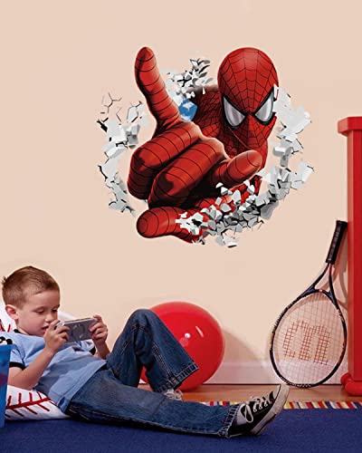 Kids Superhero Wall Decals Spiderman Wall Poster Decal Stickers Wall Decal Peel and Stick for Boys Bedroom Playroom Wall Decor