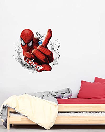 Kids Superhero Wall Decals Spiderman Wall Poster Decal Stickers Wall Decal Peel and Stick for Boys Bedroom Playroom Wall Decor