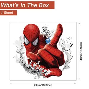 Kids Superhero Wall Decals Spiderman Wall Poster Decal Stickers Wall Decal Peel and Stick for Boys Bedroom Playroom Wall Decor