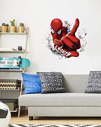 Kids Superhero Wall Decals Spiderman Wall Poster Decal Stickers Wall Decal Peel and Stick for Boys Bedroom Playroom Wall Decor