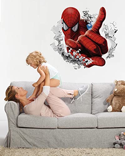 Kids Superhero Wall Decals Spiderman Wall Poster Decal Stickers Wall Decal Peel and Stick for Boys Bedroom Playroom Wall Decor