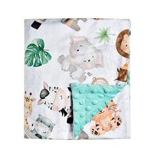 baby blanket super soft minky blanket cute animal blanket with dotted backing for newborns nursery stroller receiving toddlers crib bedding for boy or girl(30 x 40 inch) (animal)