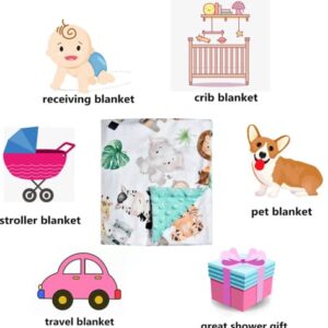 Baby Blanket Super Soft Minky Blanket Cute Animal Blanket with Dotted Backing for Newborns Nursery Stroller Receiving Toddlers Crib Bedding for Boy or Girl(30 x 40 Inch) (Animal)