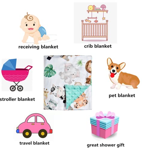 Baby Blanket Super Soft Minky Blanket Cute Animal Blanket with Dotted Backing for Newborns Nursery Stroller Receiving Toddlers Crib Bedding for Boy or Girl(30 x 40 Inch) (Animal)