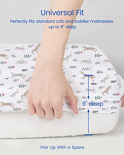 Crib Sheets for Boys, TotBasic Ultra Breathable Fitted Crib Sheet, Premium Soft Crib Mattress Sheet Fitted, Super Stretchy Baby Sheets for Crib 28''x52''x9'' Extra Deep Pocket (Tiger & Green Jungle)