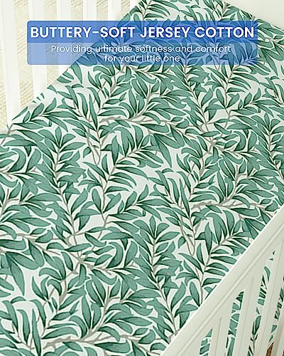 Crib Sheets for Boys, TotBasic Ultra Breathable Fitted Crib Sheet, Premium Soft Crib Mattress Sheet Fitted, Super Stretchy Baby Sheets for Crib 28''x52''x9'' Extra Deep Pocket (Tiger & Green Jungle)