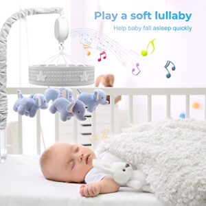 YUNGCHI Baby Mobile for Crib Nursery Musical Mobiles for Girls Toys for Baby Crib Carousel Mobile Boy Mobile for Pack and Play Elephant Parade Crib Decoration Clip on Mobile for Bassinet