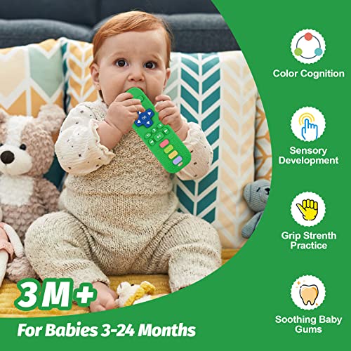 Fu Store 3 Pack Silicone Teething Toys for Infant Toddlers Remote Control Shape Teethers for Babies Chew Toys, Relief Soothe Babies Gums Set, BPA Free Freezable Dishwasher and Refrigerator Safe