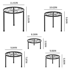 Linpla 5-Pack Decent Metal Plant Stands, Heavy Duty Flower Pot Stands for Multiple Plant, Anti-Rust Iron Plant Pot Shelf, Decoration Racks for Home Indoor and Outdoor (5 Pack Black)