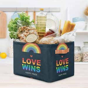 Rainbow LGBT Large Storage Bin Collapsible Storage Basket with Handles,Happy Pride Laundry Basket Hamper Organizer Foldable Storage Box for Toys Bedroom Kids Room Nursery Dorm Set of 1