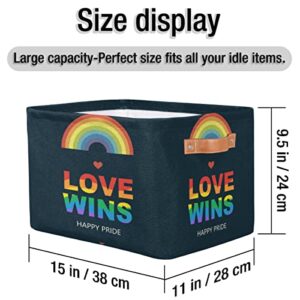 Rainbow LGBT Large Storage Bin Collapsible Storage Basket with Handles,Happy Pride Laundry Basket Hamper Organizer Foldable Storage Box for Toys Bedroom Kids Room Nursery Dorm Set of 1