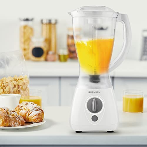 SHANBEN Countertop Blender, 300W Professional Smoothie Blender with Blender Cup for Shakes and Smoothies, 4-Speed for Crushing Ice, Puree and Frozen Fruit with Autonomous Clean