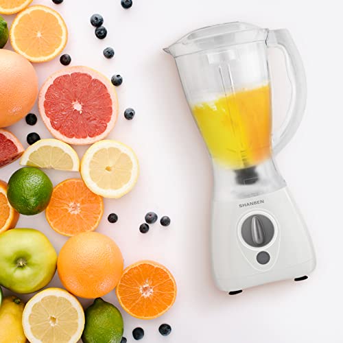 SHANBEN Countertop Blender, 300W Professional Smoothie Blender with Blender Cup for Shakes and Smoothies, 4-Speed for Crushing Ice, Puree and Frozen Fruit with Autonomous Clean