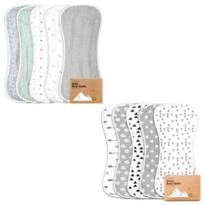 keababies 5-pack organic muslin baby burp cloths and 5-pack organic burp cloths for baby boys and girls - white bamboo cotton burp cloth - ultra absorbent burping cloth, burp clothes, newborn towel