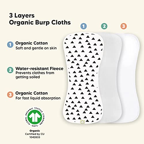 KeaBabies 5-Pack Organic Muslin Baby Burp Cloths and 5-Pack Organic Burp Cloths for Baby Boys and Girls - White Bamboo Cotton Burp Cloth - Ultra Absorbent Burping Cloth, Burp Clothes, Newborn Towel