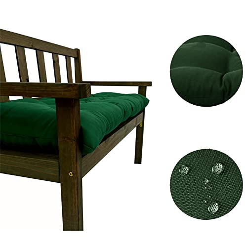 Outdoor/Indoor Waterproof Bench Cushion,Non-Slip Bench Pads with Ties Swing Chair Tatami Cushion,Bench Cushions for Patio Backyard Porch Garden Wicker Loveseat Furniture (39.4*19.7inch, dark green)