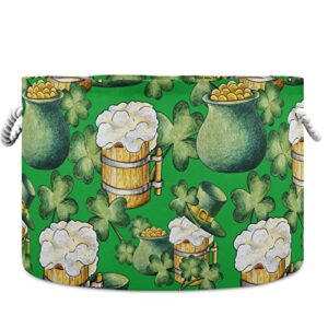 visesunny leprechaun hat pot with gold beer clover st laundry baskets fabric storage bin storage box collapsible storage basket toy clothes shelves basket for bathroom,bedroom,nursery,closet,office