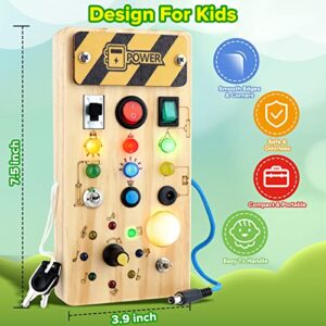 wakelnsa Toddler Montessori Busy Board,Montessori Toy,Baby Sensory Board,Preschool Learning Activities,Light Switch Toy,Travel Toy,Wooden Toy for Toddler Activity,Christmas & Birthday Gift for Toddler