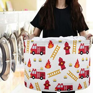 visesunny Firefighter Fire Truck Laundry Baskets Fabric Storage Bin Storage Box Collapsible Storage Basket Toy Clothes Shelves Basket for Bathroom,Bedroom,Nursery,Closet,Office