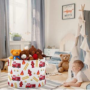 visesunny Firefighter Fire Truck Laundry Baskets Fabric Storage Bin Storage Box Collapsible Storage Basket Toy Clothes Shelves Basket for Bathroom,Bedroom,Nursery,Closet,Office