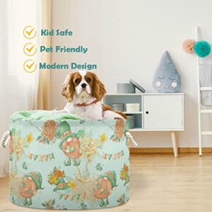 visesunny Gnome Flower St Patricks Day Laundry Baskets Fabric Storage Bin Storage Box Collapsible Storage Basket Toy Clothes Shelves Basket for Bathroom,Bedroom,Nursery,Closet,Office