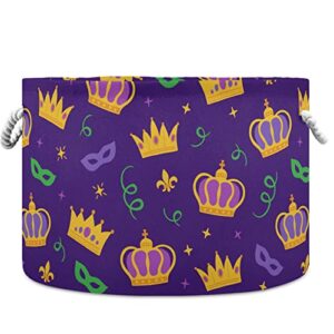 visesunny mardi gras crown carnival mask ribbon fleur-de-lis sparkles laundry baskets fabric storage bin storage box collapsible storage basket toy clothes shelves basket for bathroom,bedroom,nursery,