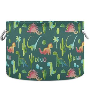 visesunny funny cartoon dinosaur cactus laundry baskets fabric storage bin storage box collapsible storage basket toy clothes shelves basket for bathroom,bedroom,nursery,closet,office