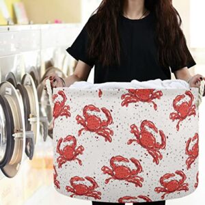 visesunny Hand Drawn Red Crab Dot Laundry Baskets Fabric Storage Bin Storage Box Collapsible Storage Basket Toy Clothes Shelves Basket for Bathroom,Bedroom,Nursery,Closet,Office