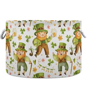 visesunny leprechaun clover beer pipe flag flower st patricks day laundry baskets fabric storage bin storage box collapsible storage basket toy clothes shelves basket for bathroom,bedroom,nursery,clos