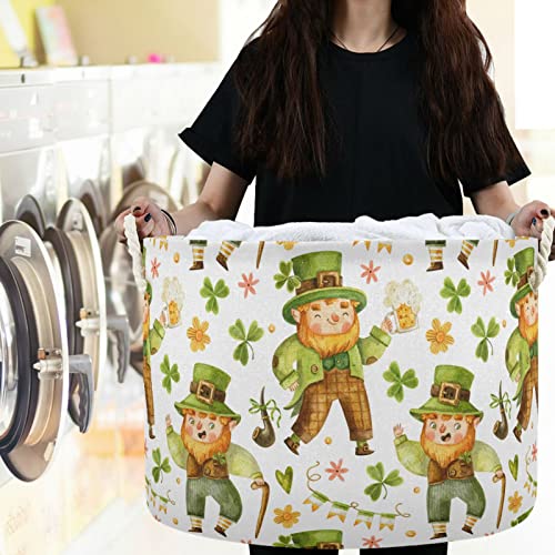 visesunny Leprechaun Clover Beer Pipe Flag Flower St Patricks Day Laundry Baskets Fabric Storage Bin Storage Box Collapsible Storage Basket Toy Clothes Shelves Basket for Bathroom,Bedroom,Nursery,Clos