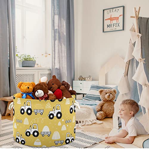 visesunny Hand-Painted Graffiti Tractor Laundry Baskets Fabric Storage Bin Storage Box Collapsible Storage Basket Toy Clothes Shelves Basket for Bathroom,Bedroom,Nursery,Closet,Office