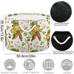 visesunny Leprechaun Clover Beer Pipe Flag Flower St Patricks Day Laundry Baskets Fabric Storage Bin Storage Box Collapsible Storage Basket Toy Clothes Shelves Basket for Bathroom,Bedroom,Nursery,Clos