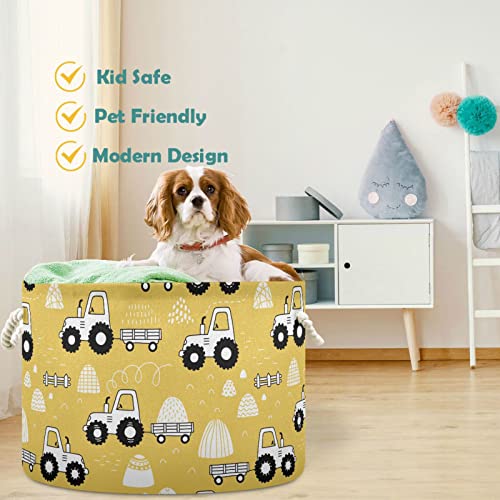 visesunny Hand-Painted Graffiti Tractor Laundry Baskets Fabric Storage Bin Storage Box Collapsible Storage Basket Toy Clothes Shelves Basket for Bathroom,Bedroom,Nursery,Closet,Office