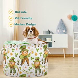 visesunny Leprechaun Clover Beer Pipe Flag Flower St Patricks Day Laundry Baskets Fabric Storage Bin Storage Box Collapsible Storage Basket Toy Clothes Shelves Basket for Bathroom,Bedroom,Nursery,Clos