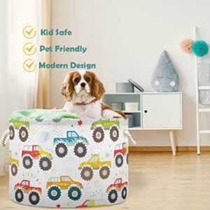 visesunny Hand-Drawn Cartoon Monster Truck Graffiti Laundry Baskets Fabric Storage Bin Storage Box Collapsible Storage Basket Toy Clothes Shelves Basket for Bathroom,Bedroom,Nursery,Closet,Office