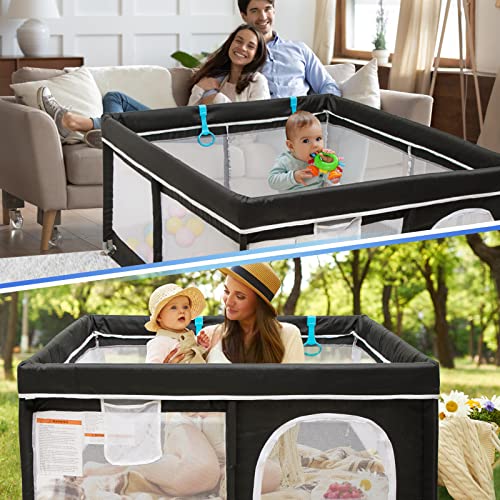 Baby Playpen 50"x50", Dosptruy Playpen for Babies and Toddlers, Indoor & Outdoor Kids Activity Center with Suction Cup Base, Infant Safety Gates with Breathable Mesh, Play Yard for Baby