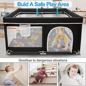 Baby Playpen 50"x50", Dosptruy Playpen for Babies and Toddlers, Indoor & Outdoor Kids Activity Center with Suction Cup Base, Infant Safety Gates with Breathable Mesh, Play Yard for Baby