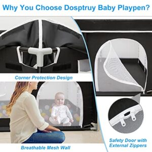 Baby Playpen 50"x50", Dosptruy Playpen for Babies and Toddlers, Indoor & Outdoor Kids Activity Center with Suction Cup Base, Infant Safety Gates with Breathable Mesh, Play Yard for Baby