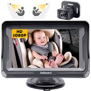 dohonest baby car camera hd 1080p with display - infant safety seat baby car mirror for rear facing 5 mins easy installation night vision v33