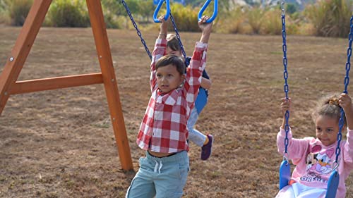 Dolphin Playground Wooden Swing Sets for Backyard, Family DIY Kit for Any Swings, Outdoor Playset for Kids with Trapeze Swing Bar and 2 Belt Swings, Heavy Duty Playground Accessories, Ages 3-12