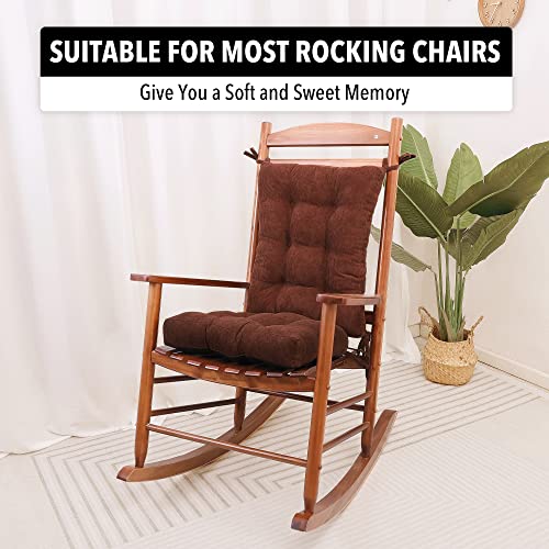 Tromlycs Indoor Rocking Chair Cushion for Rocking Chair Pads Back and Seat Sets with Ties 2 Piece Brown