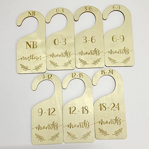 Gazechimp 7Pcs Wooden Baby Closet Dividers Infant Wardrobe Divider Cloth Size Organizers Cloth Organizer Hanger Dividers for Living Room